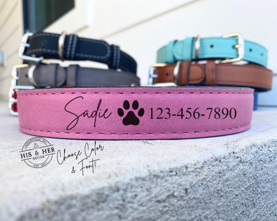 Custom Leather Dog Collar | Personalized Dog Collar | Engraved Dog Col ...